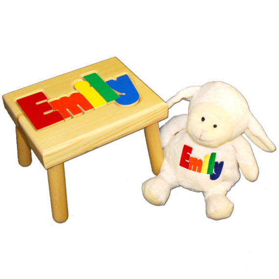 Name Stool and White Lamb SAVE $10.00 - Damhorst Toys & Puzzles Inc Store