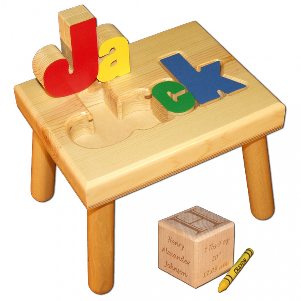 Small Name Stool and Birth Block - Damhorst Toys & Puzzles Inc Store