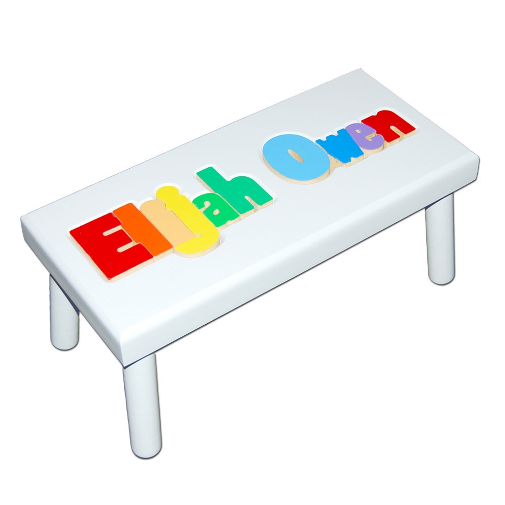 White Large Name Puzzle Stool in Primary Colors - Damhorst Toys ...