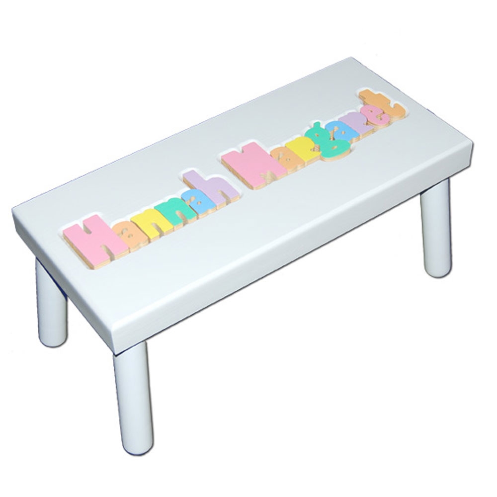 White Large Name Puzzle Stool in Pastel Colors - Damhorst Toys ...